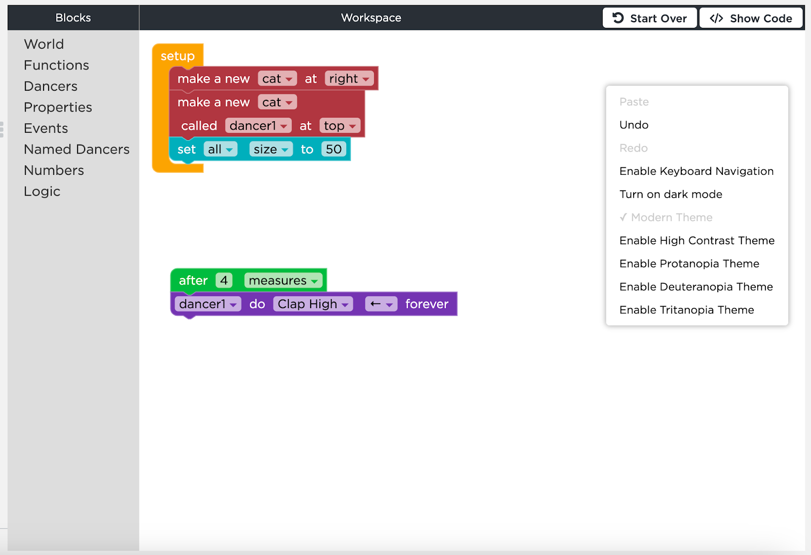 Using Keyboard Navigation For Block Based Coding Levels 