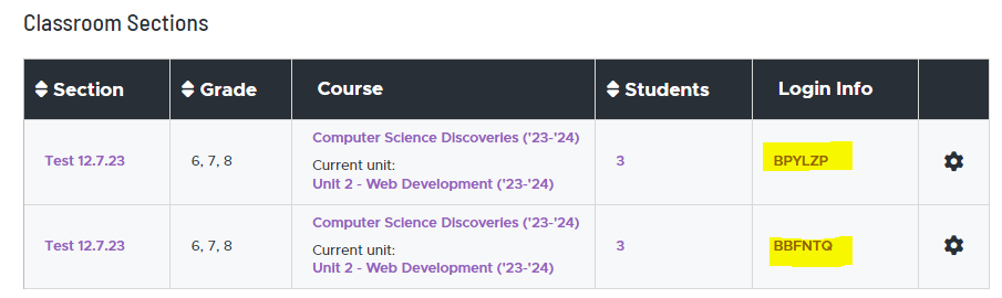 Adding Existing Student Accounts to Your Section-Code Section – Code.org